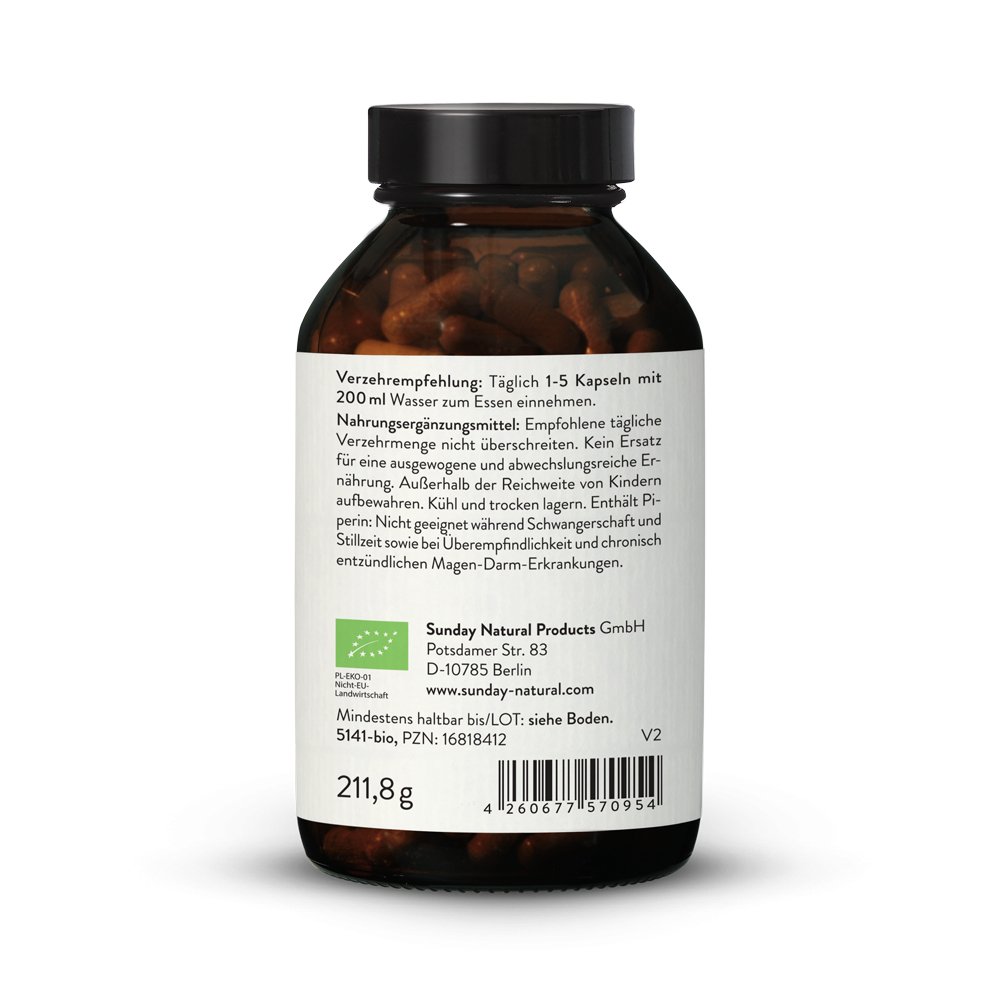 Bio Kurkuma 750 mg. Met 40 mg curcuminoiden. 2x240 capsules