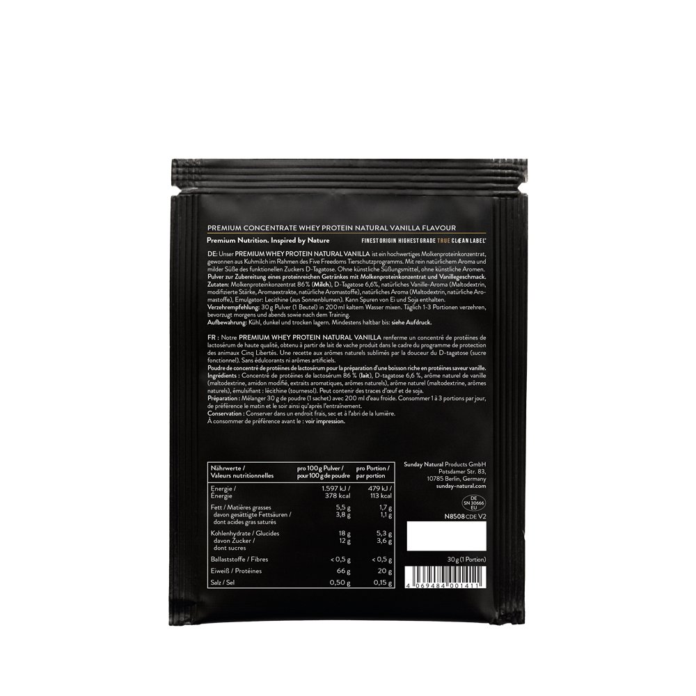Whey Eiwit Premium Natural Vanilla 30 g Proefverpakking